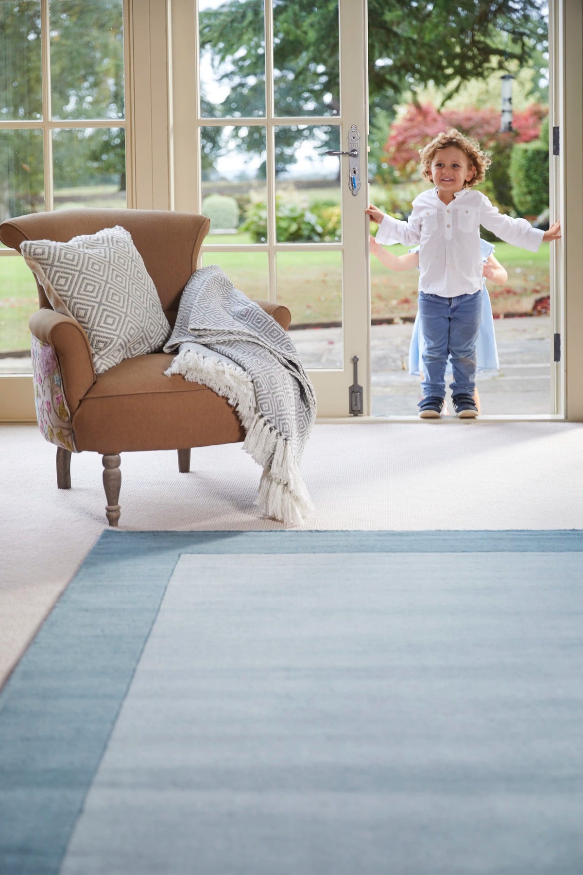 Borders Duck Egg Rug — Woven Rugs