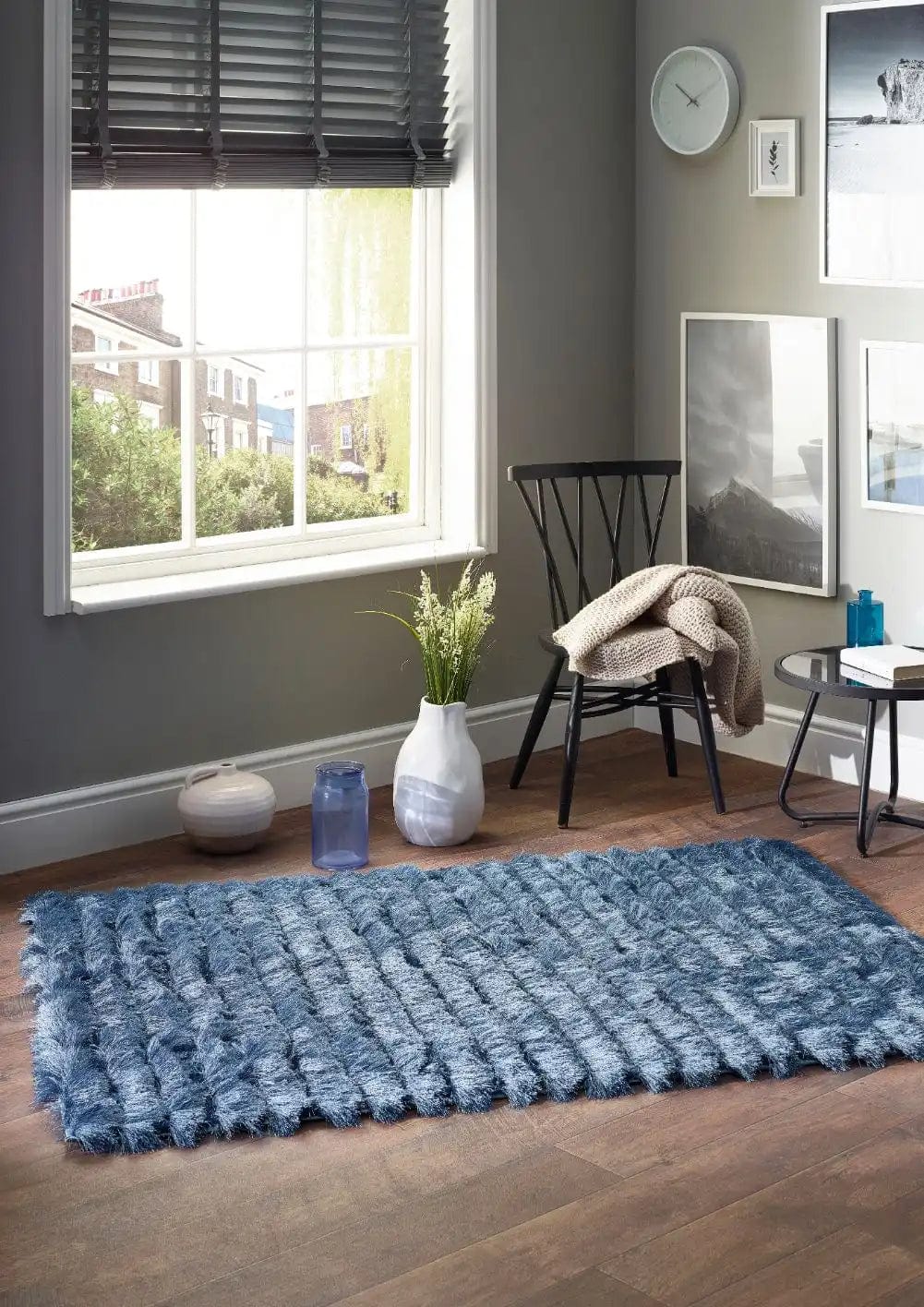 Carved Glamour Steel Blue — Woven Rugs