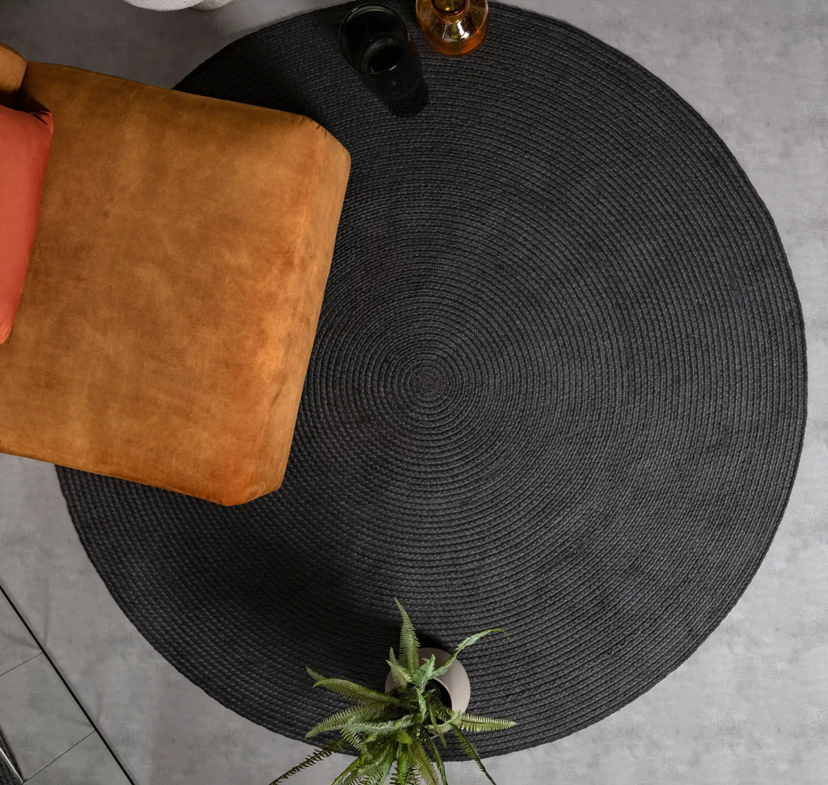 Nico Charcoal Round — Woven Rugs