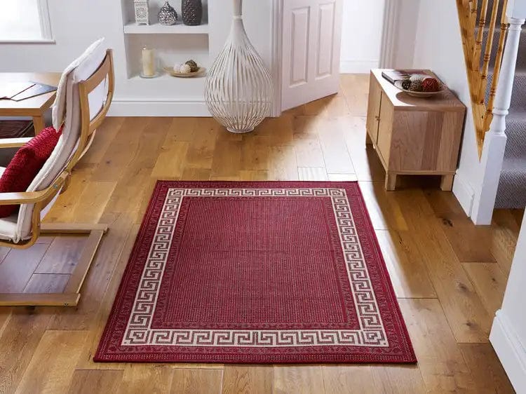 Greek Key Flatweave Red — Woven Rugs