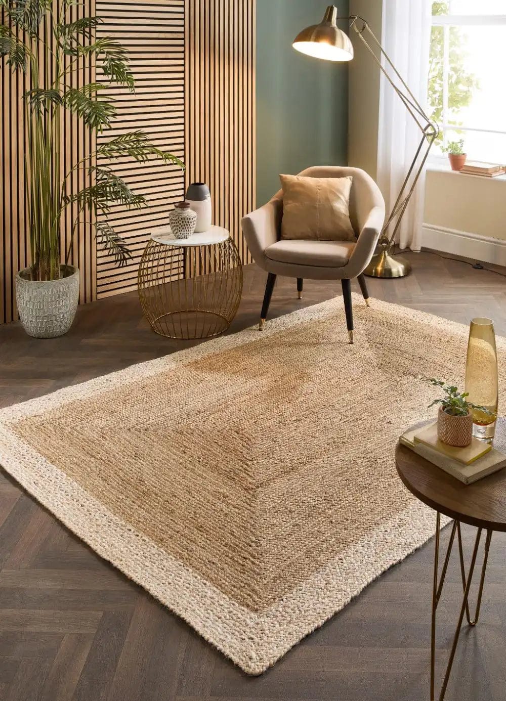 Origins Jute Border Natural White — Woven Rugs