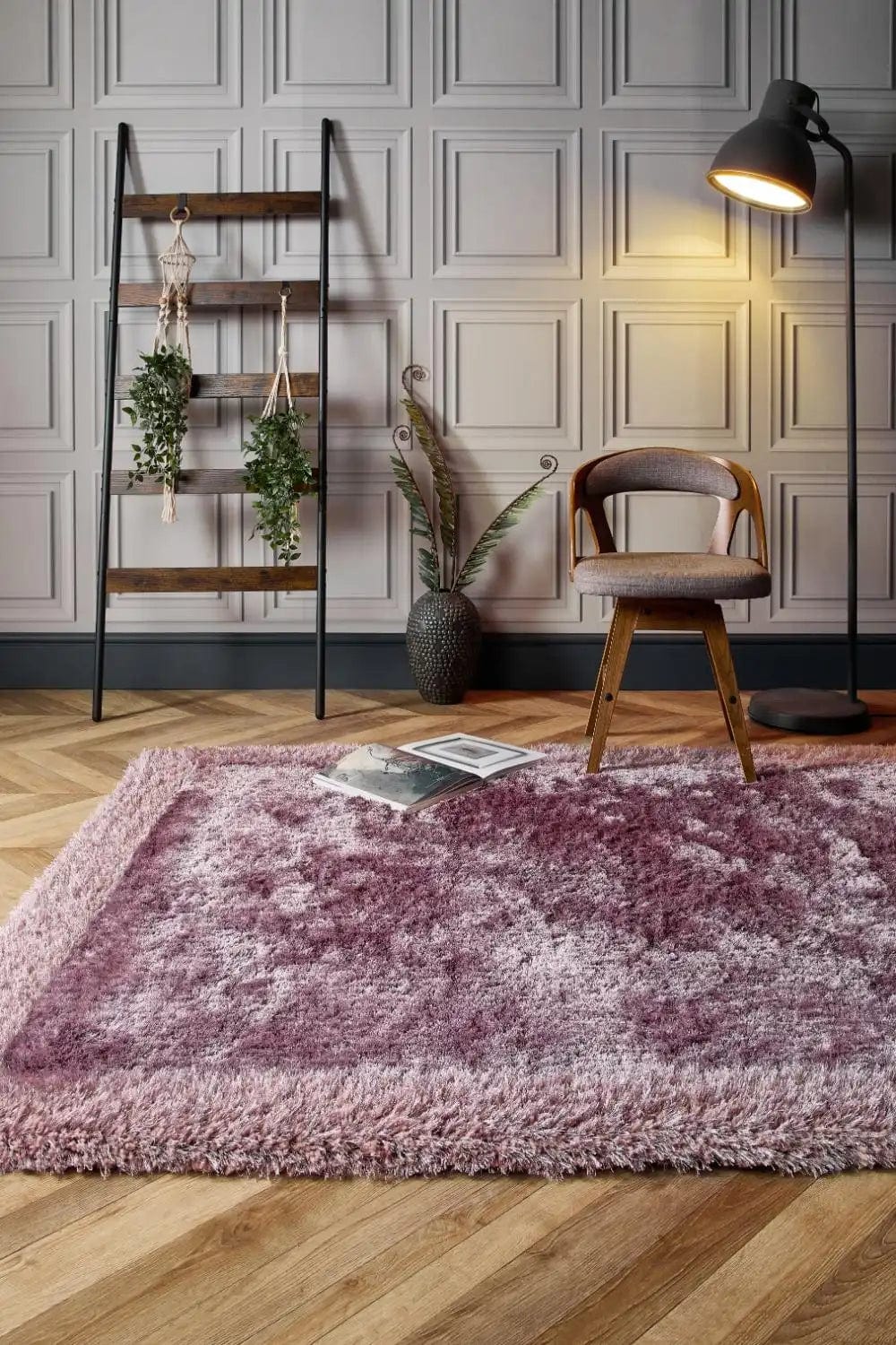 Shimmer Border Mauve — Woven Rugs