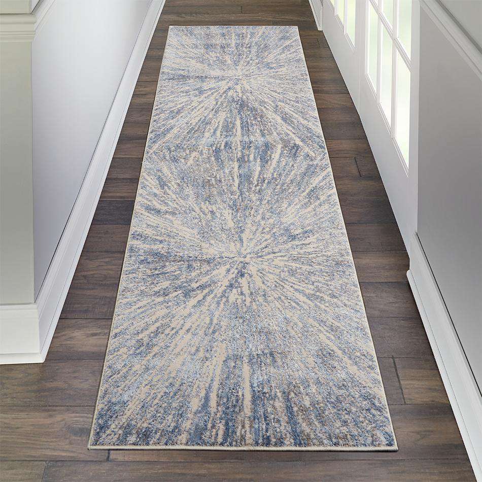 Silky Textures SLY05 Blue Grey Runner — Woven Rugs