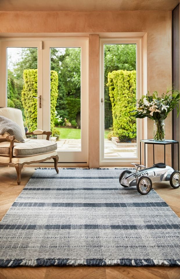 Highland Check Navy — Woven Rugs